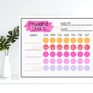 Reward Chart - Instant Download - Etsy