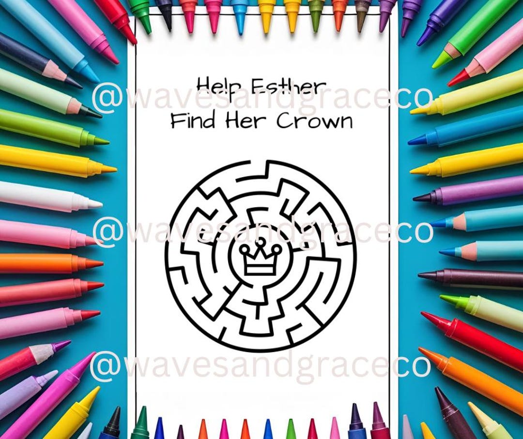 Esther Crown Maze Activity Sheet - Instant Download - Etsy
