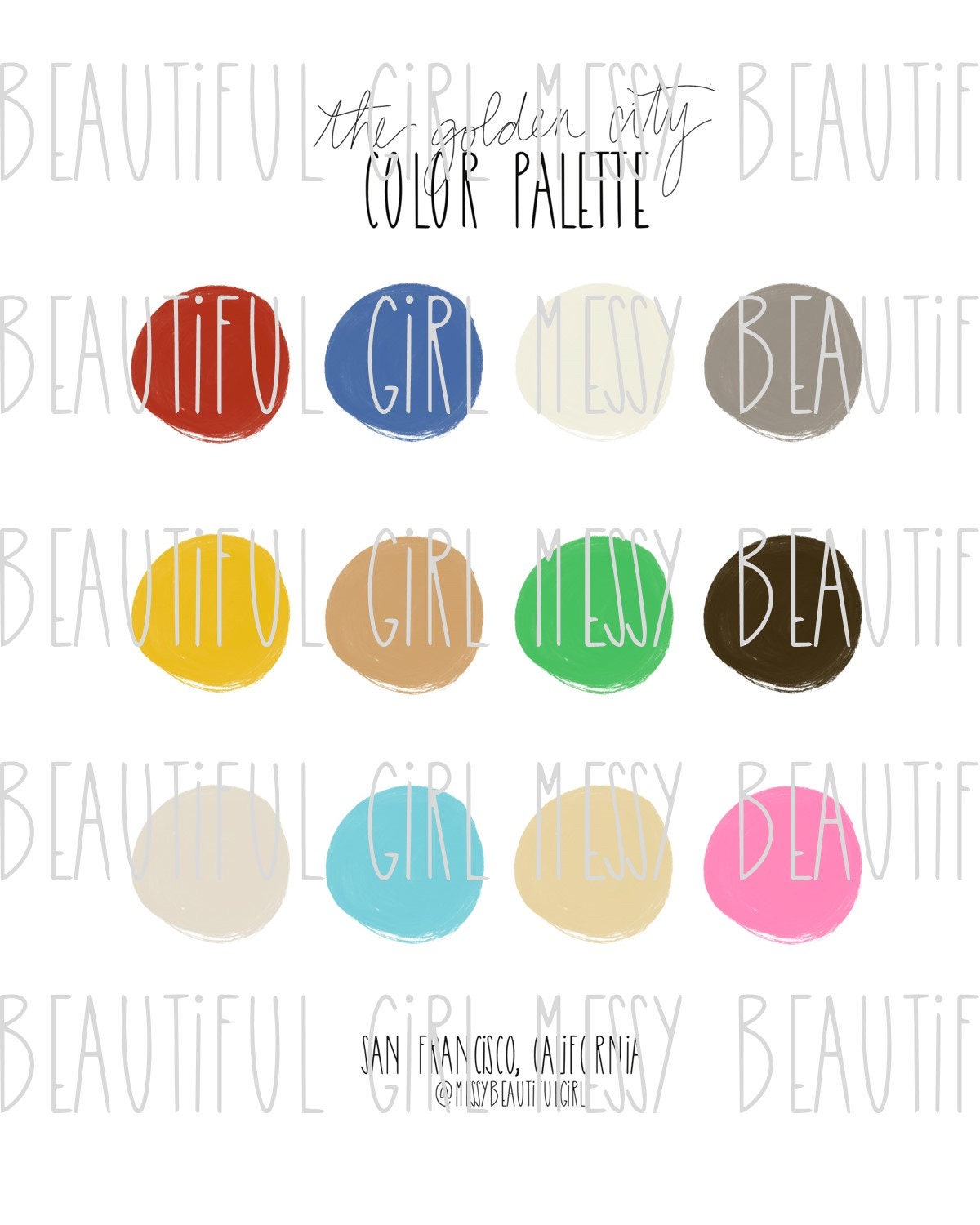 The Golden City San Francisco Color Palette Digital Print - Etsy