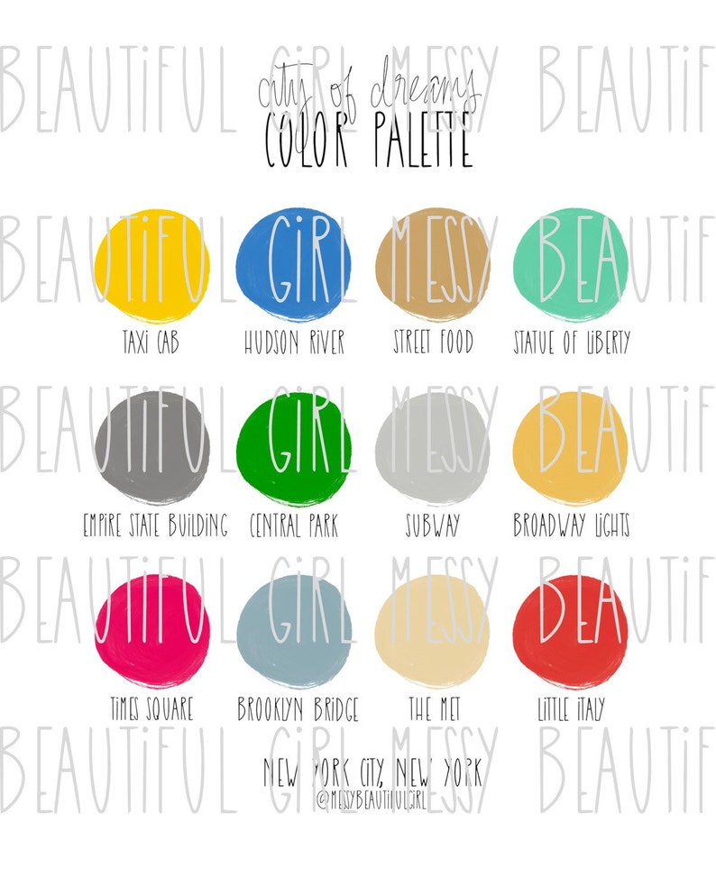 City of Dreams - New York City Color Palette Digital Print - Etsy