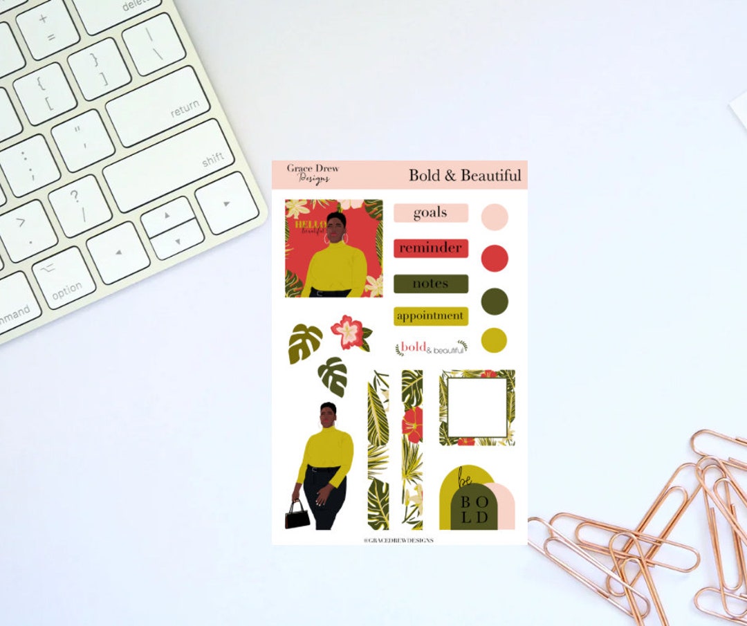 Bold & Beautiful Sticker Sheet Black Girl Stationery - Etsy