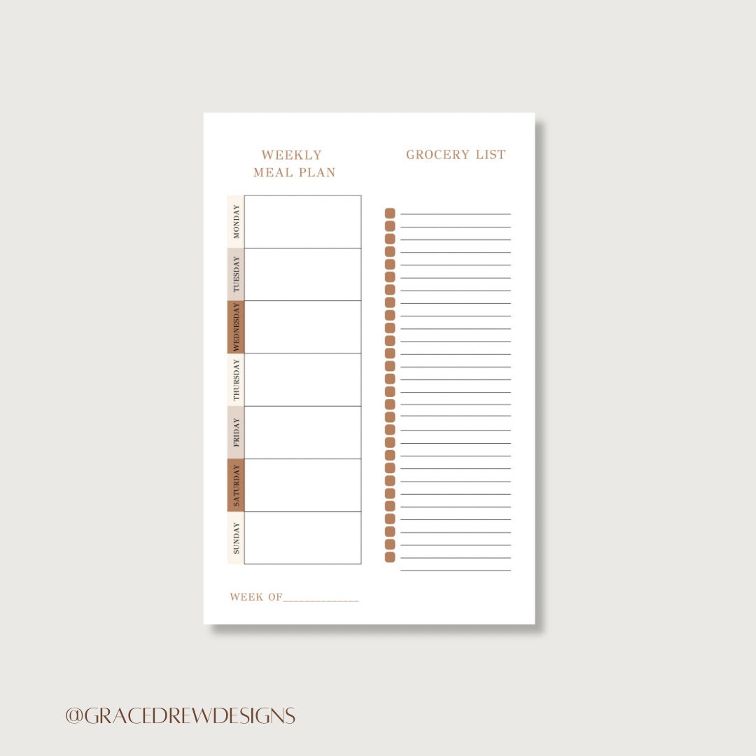 Weekly Meal Plan Notepad, Dinner, Memo Pads, Cute Notepads, Boho ...