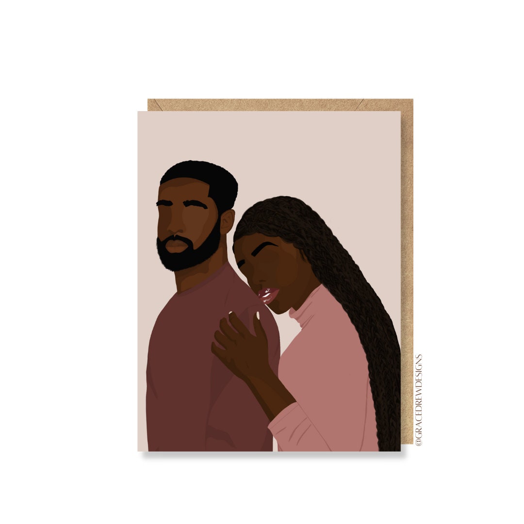 Coupled Card (black Couple, Valentine's Day) - Etsy
