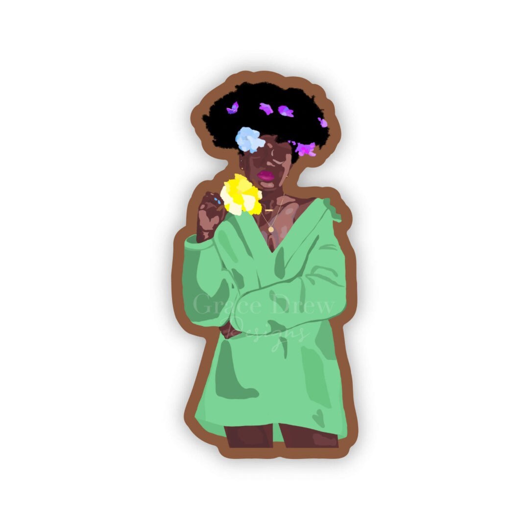 Flower Girl Sticker, Black Girl Sticker - Etsy
