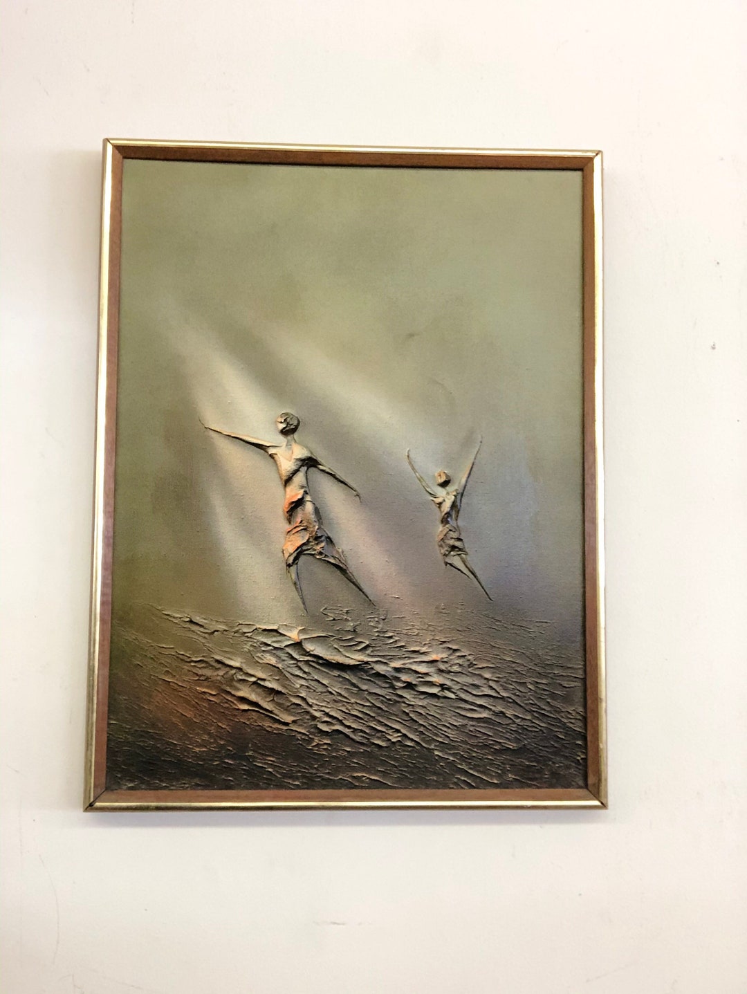 Vintage Mid Century Modern Framed Signed Texture Painting - Etsy