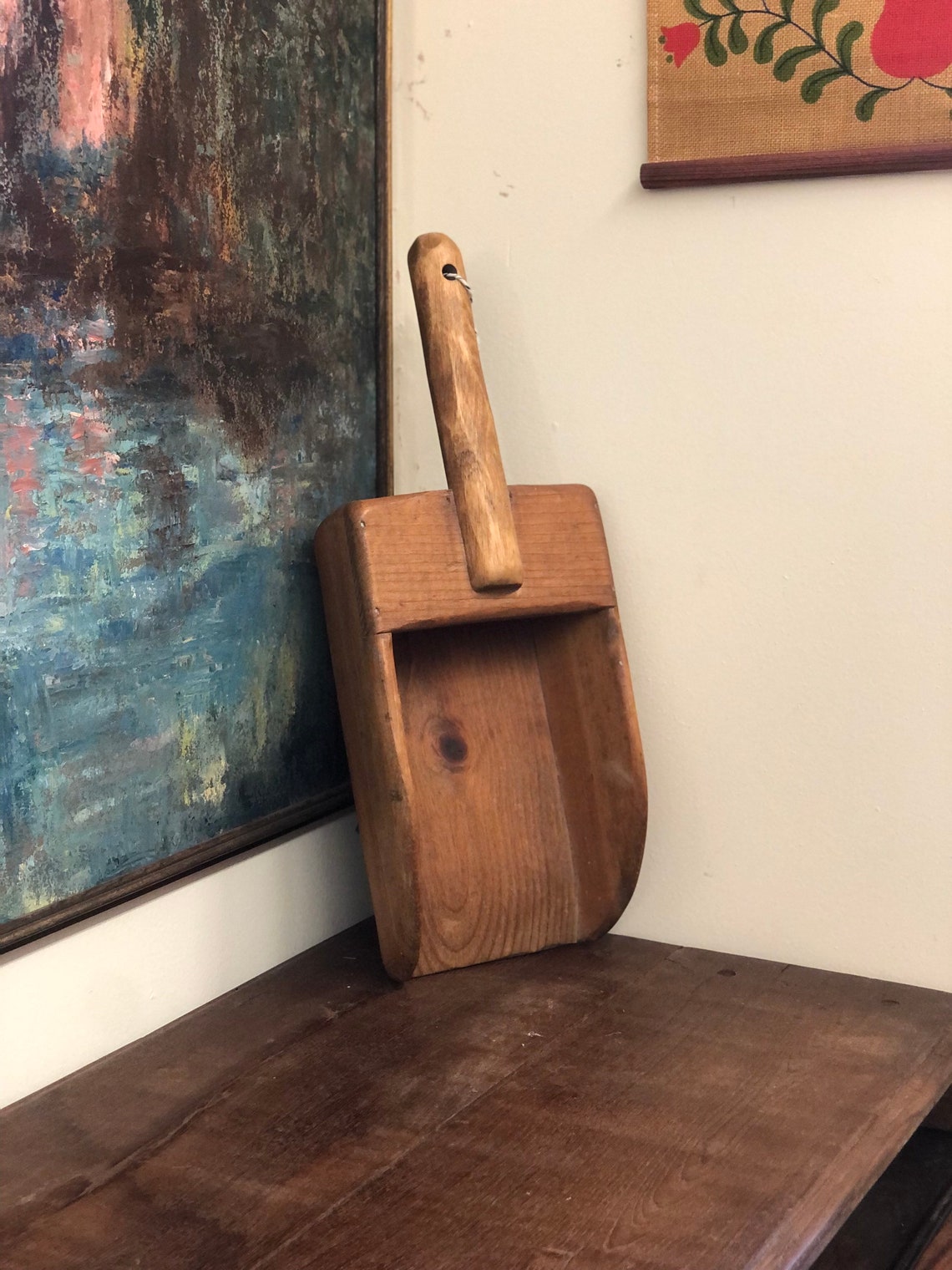 Vintage Large Wood Scoop Shovel With Wood Grain Patterns Mid Century ...