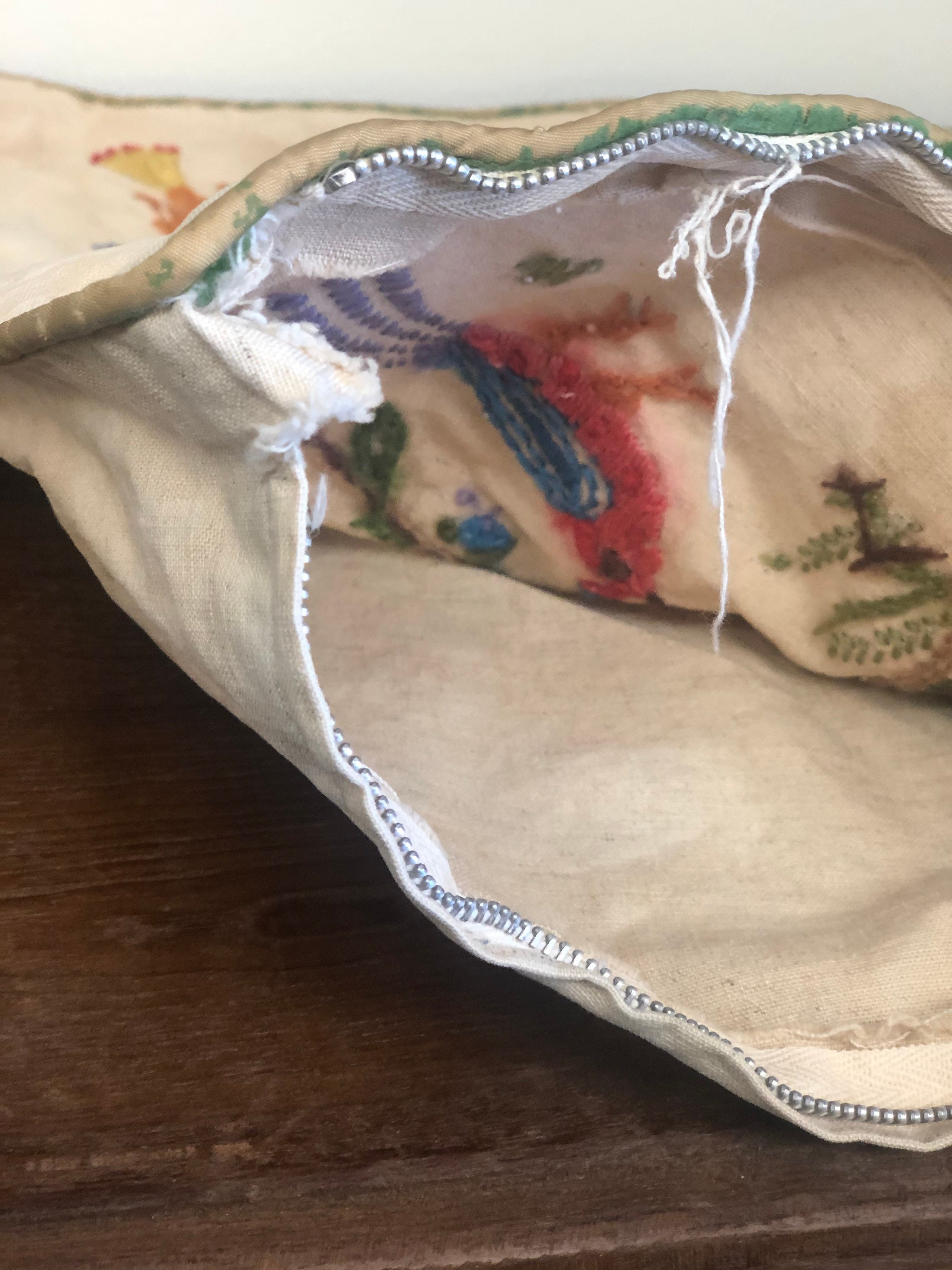 Vintage Retro MCM Animals Hand Embroidered Bird Pillowcase Mid Century ...