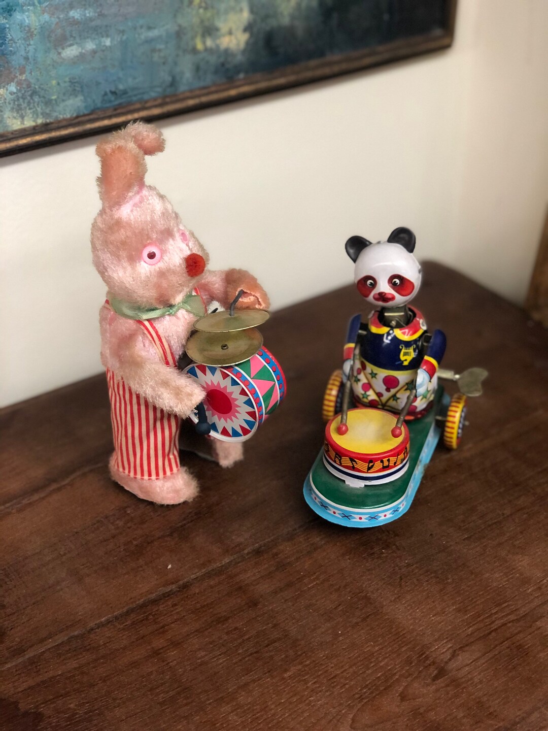 Vintage Antique Wind-up Toys Set Retro Mid Century Modern Toy Bear ...