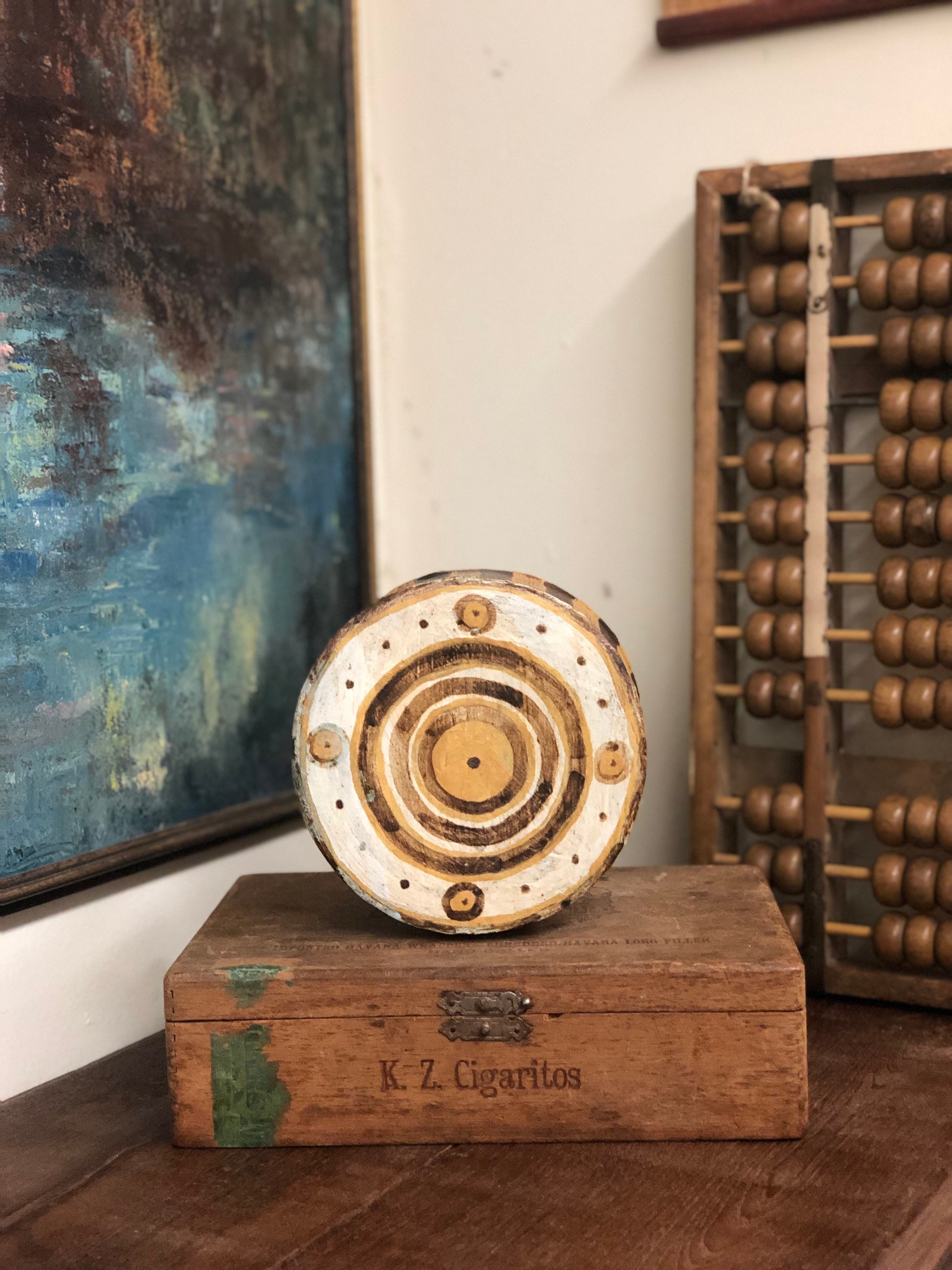 Vintage Mid Century Modern Yellow Brown Circle Design - Etsy