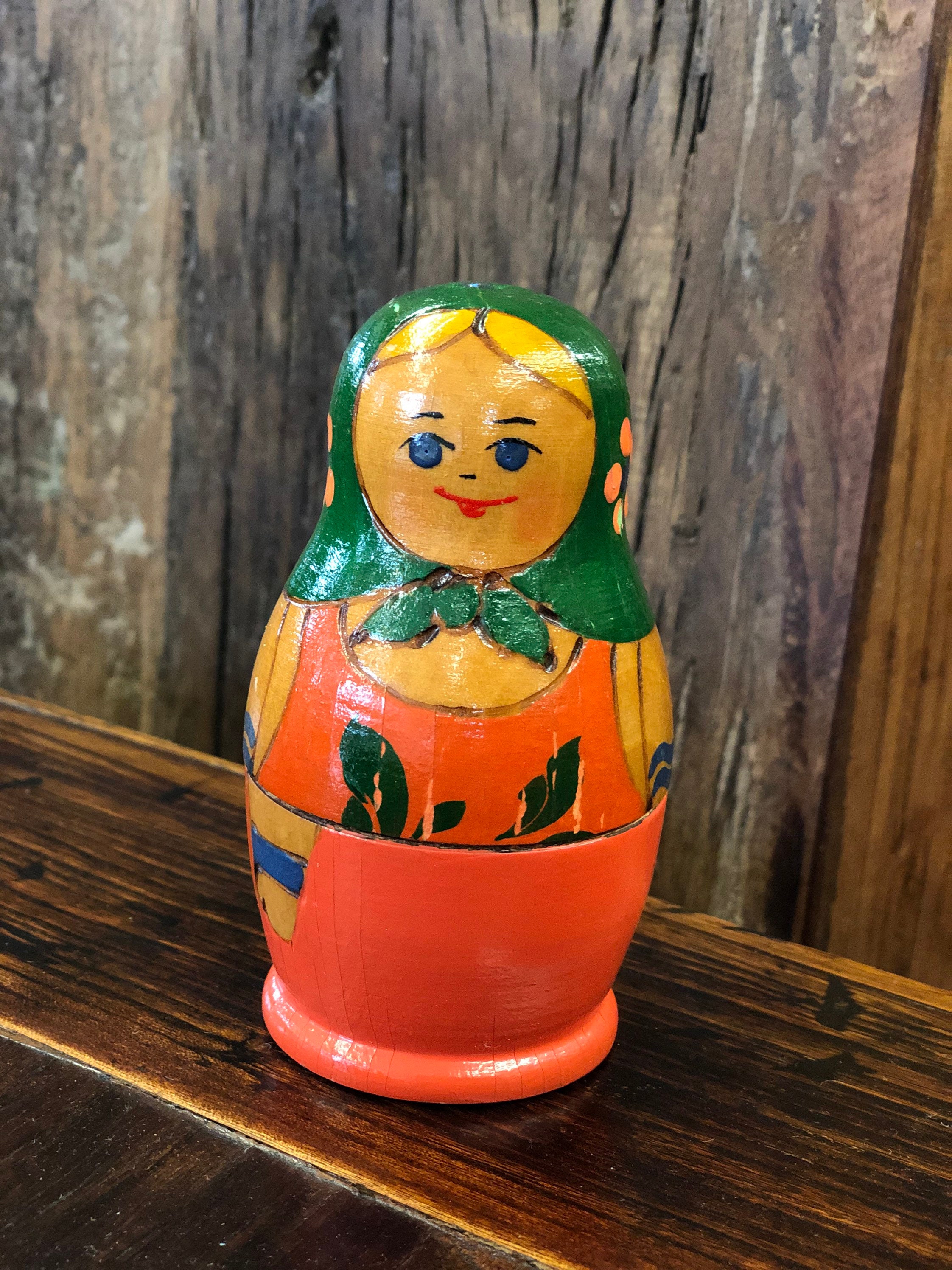 Vintage MCM Wooden Nesting Dolls Handpainted Handmade Cute - Etsy