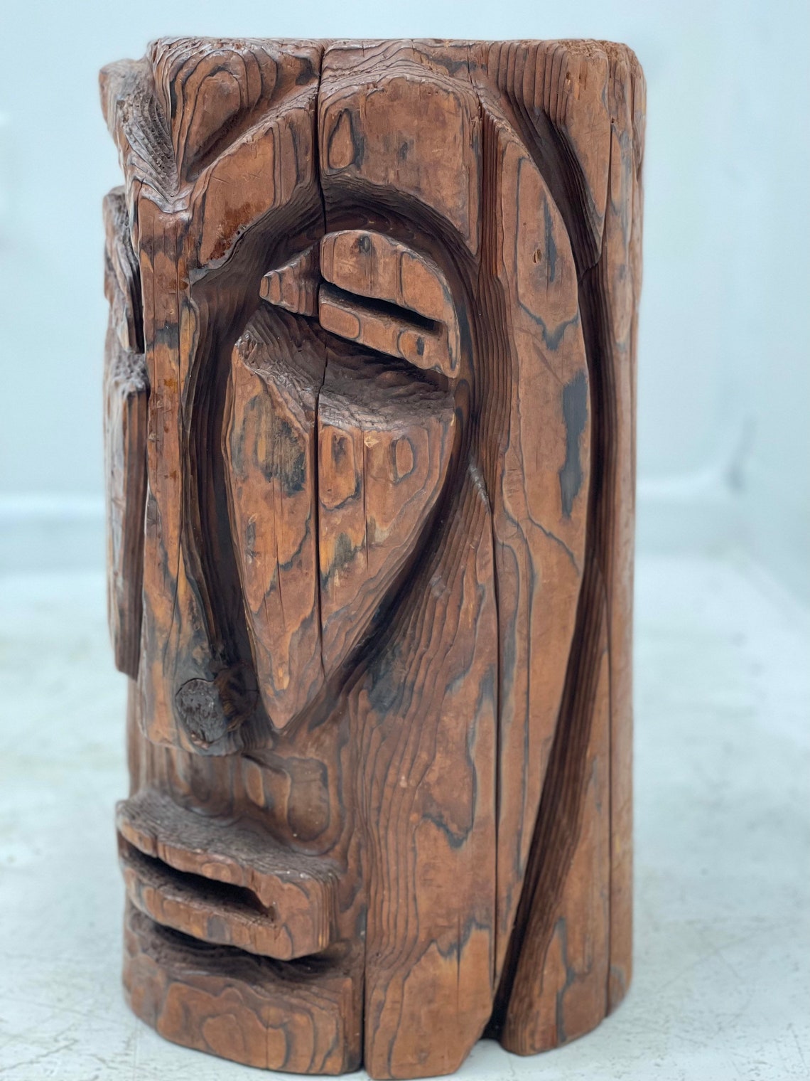 Free Shipping Within Continental US Vintage Hand Carved Tiki Stand ...
