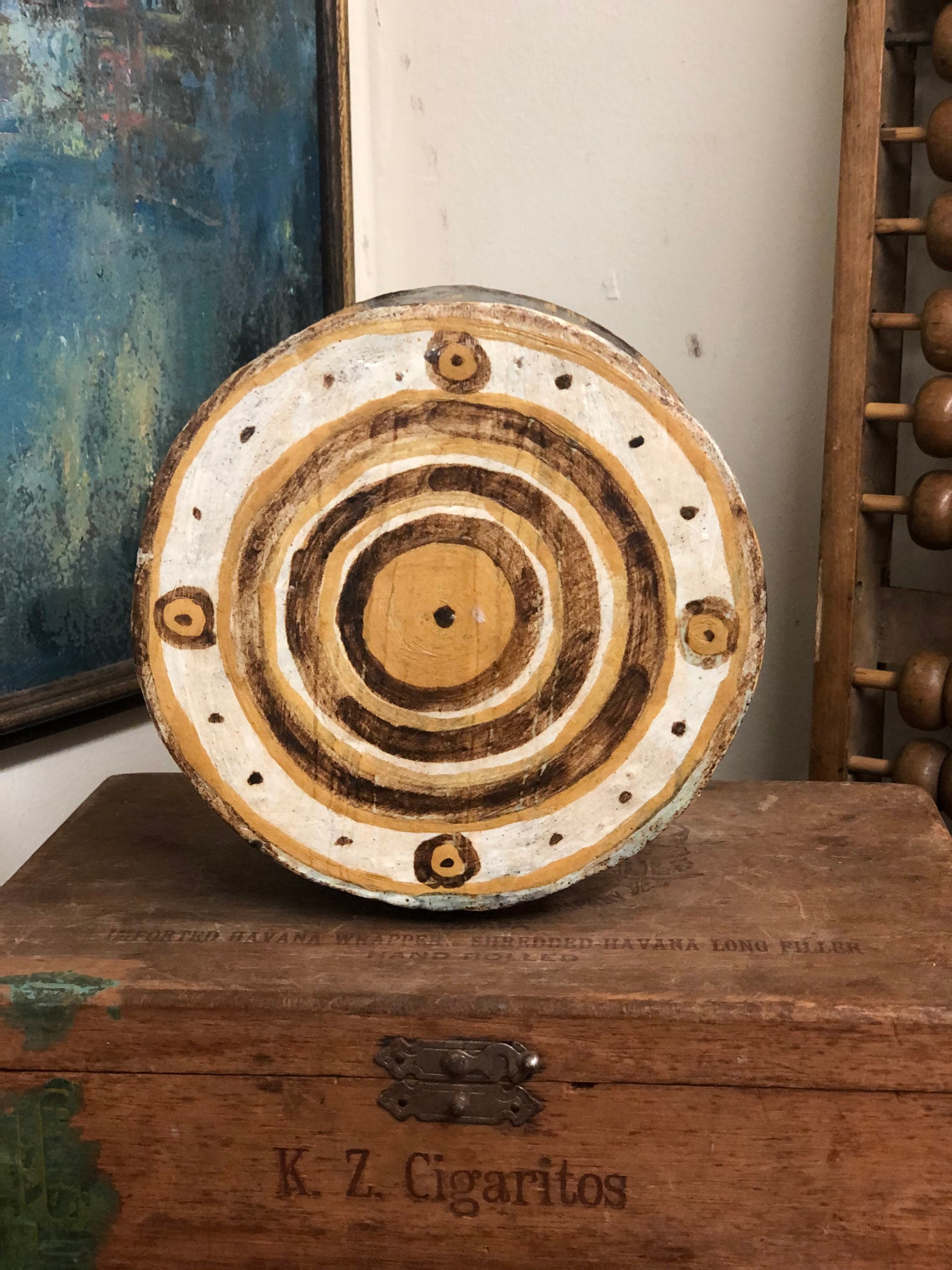 Vintage Mid Century Modern Yellow Brown Circle Design - Etsy