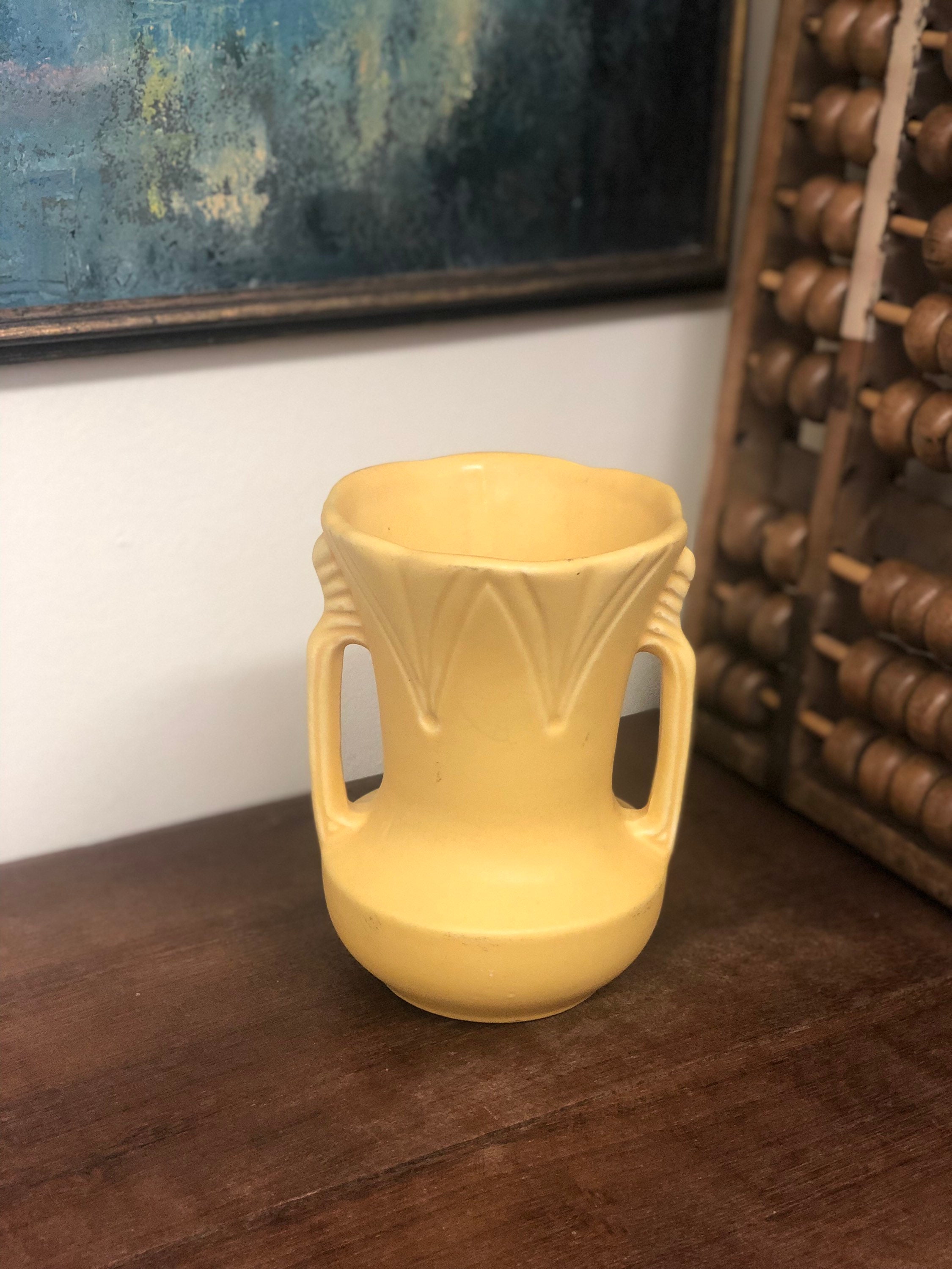 Home Décor Home & Living Vintage MCM Retro Art Deco Yellow Matte ...