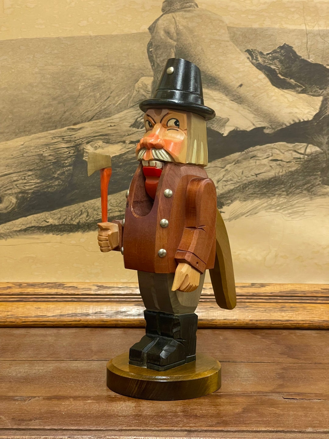 Unique Vintage Wood Carved Nutcracker Rustic One of a Kind Antique ...