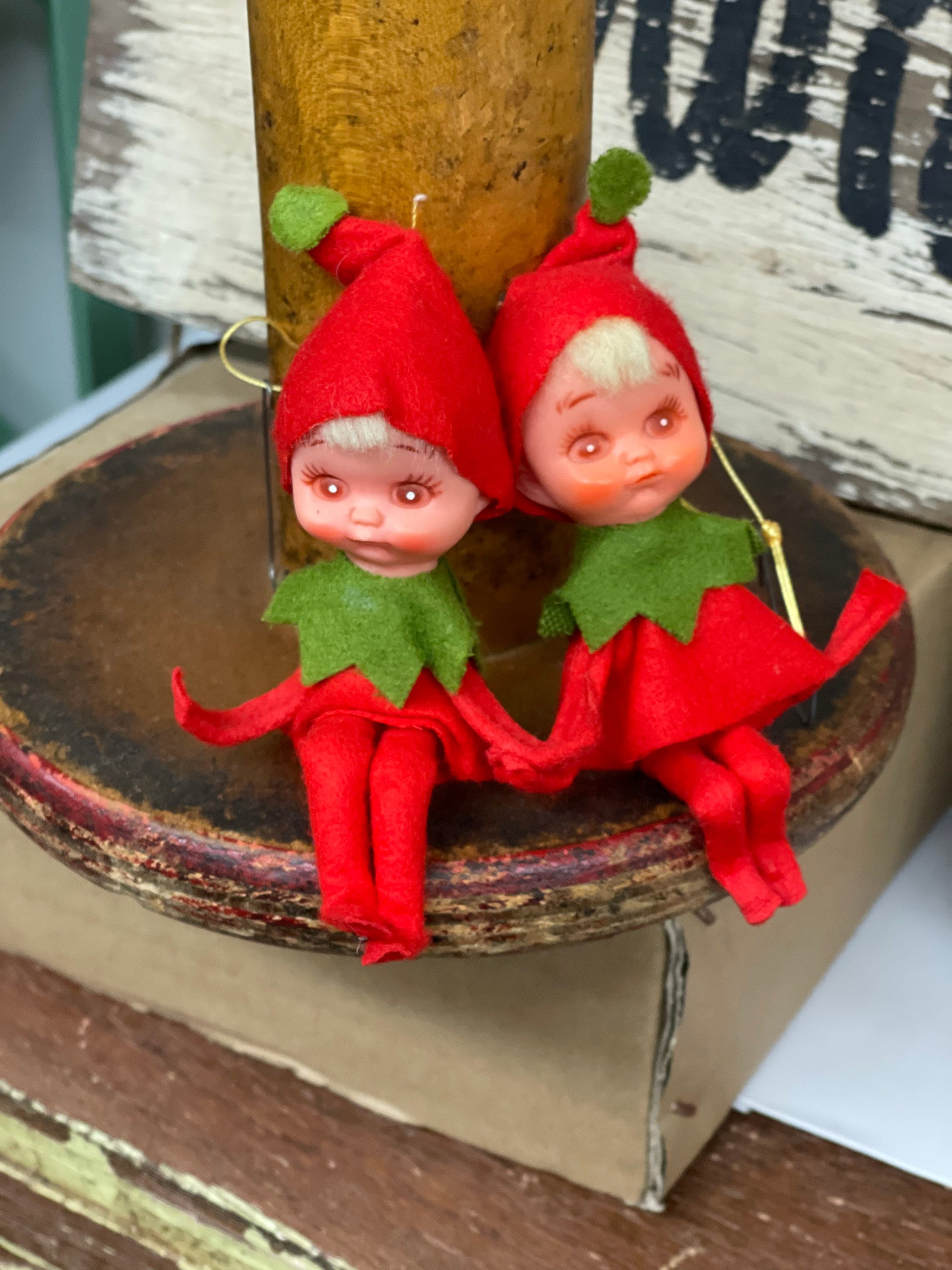 Vintage Pair of Elves Made in Japan Christmas Xmas Decor Ornaments ...