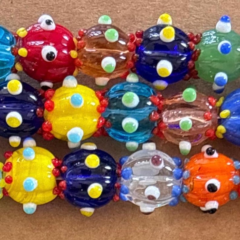 Lampwork Glass Beads, Bumpy, Mixed Color, 14mm Round Bead - Etsy