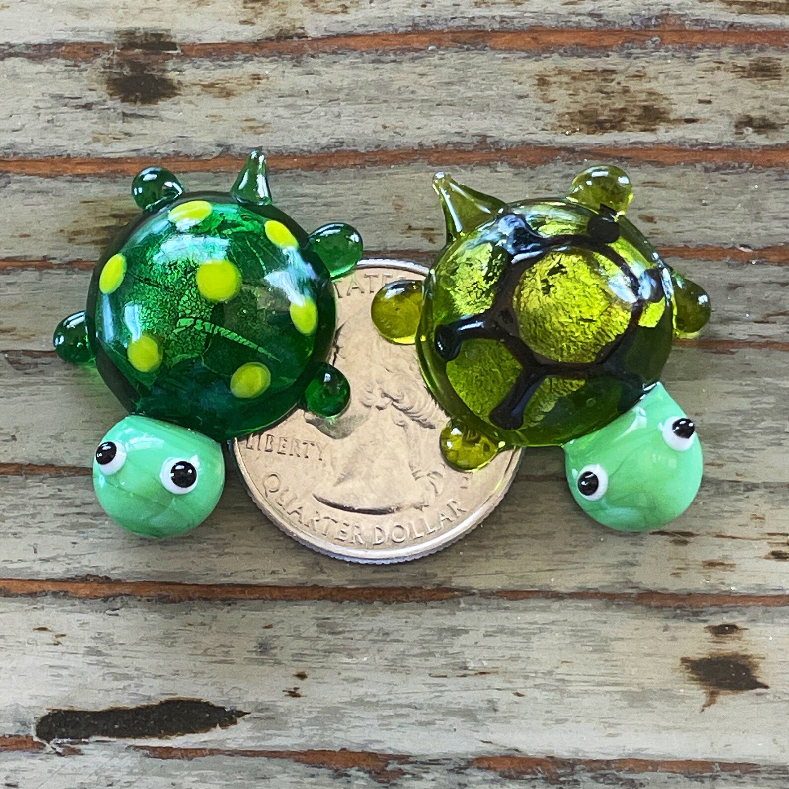 Lampwork Glass Turtle, Green Garden Turtles 32mm, Display, Decoration ...