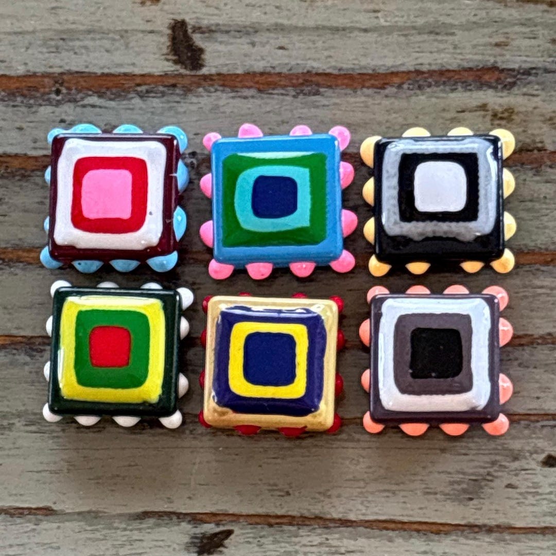 Lampwork Enamel Beads, Bumpy Square Glass 14mm Mixed Color - Etsy