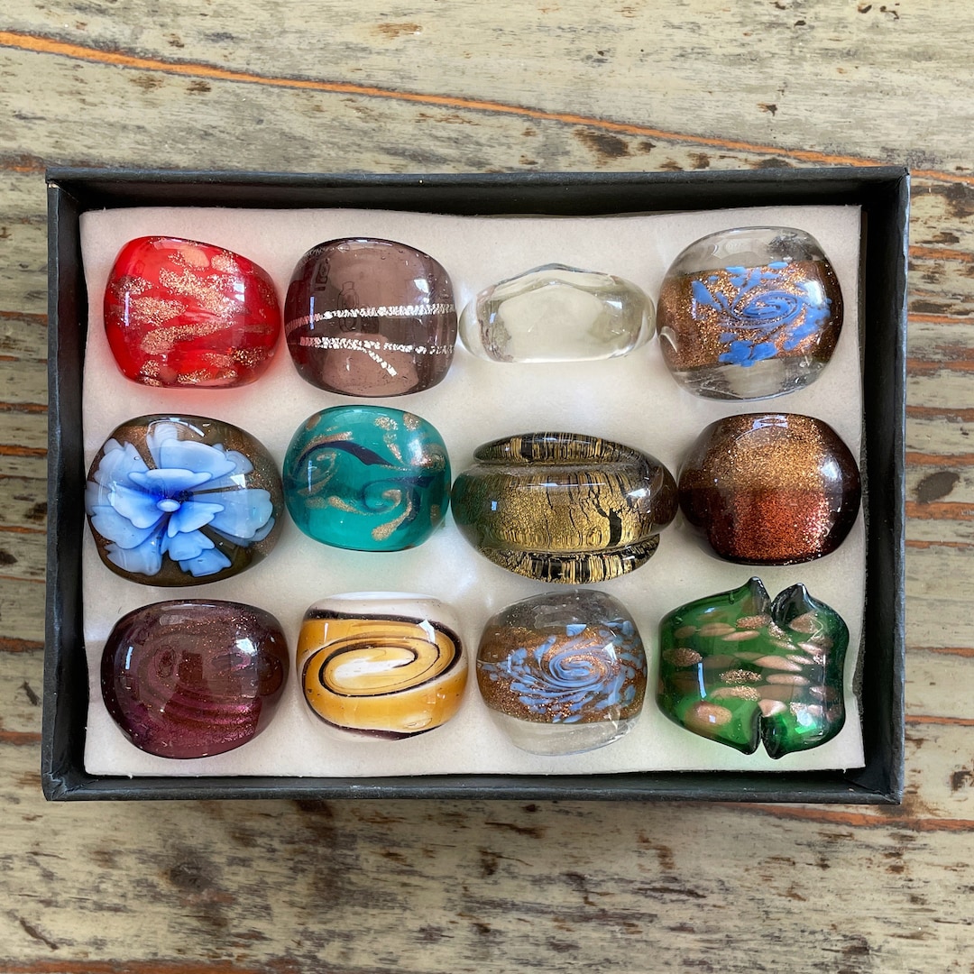 Lampwork Glass Rings, Mixed Color Infinity Style, Mixed Sizes - Etsy