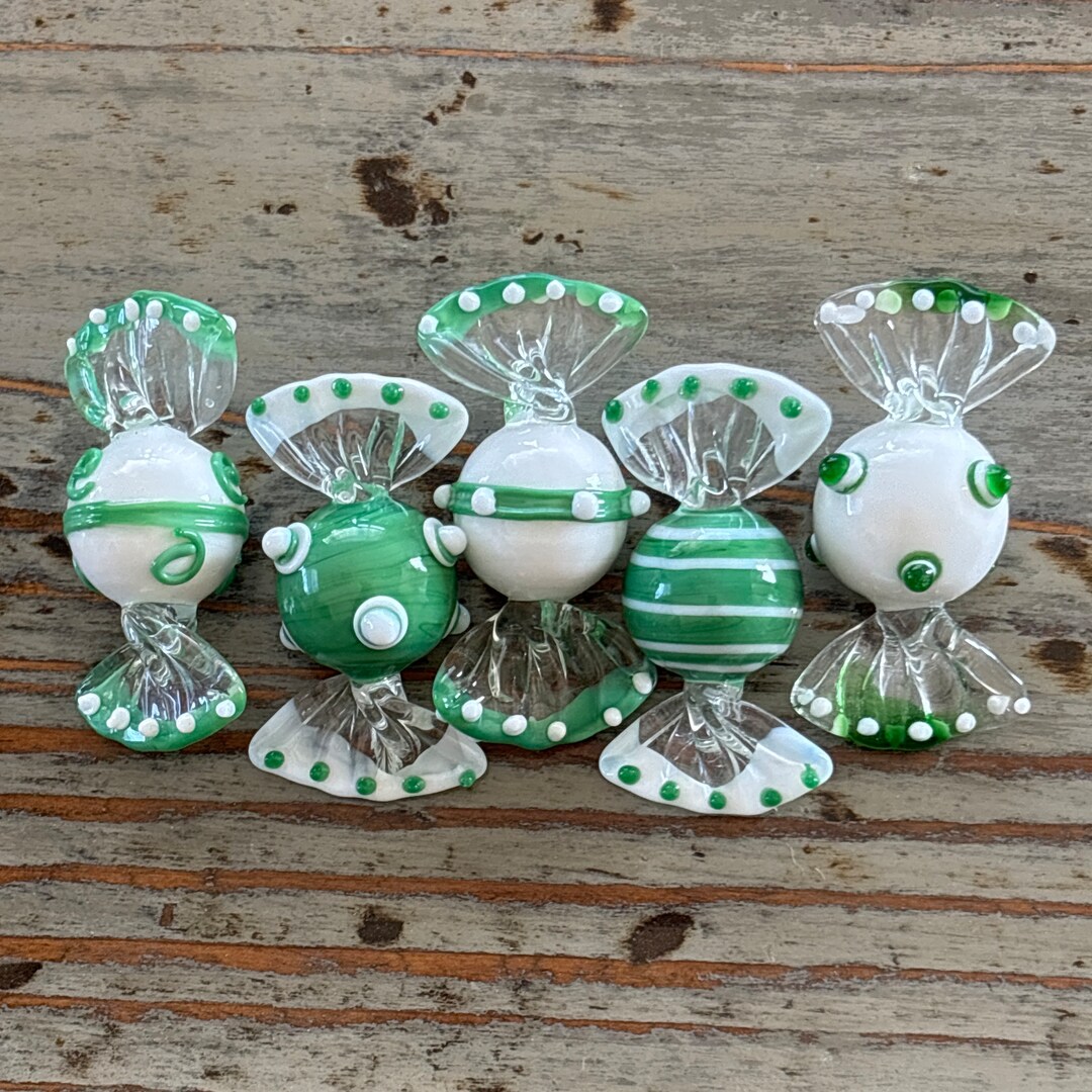 Lampwork Glass Candy, 2” Old Fashioned Green Wrapped Candy - Etsy