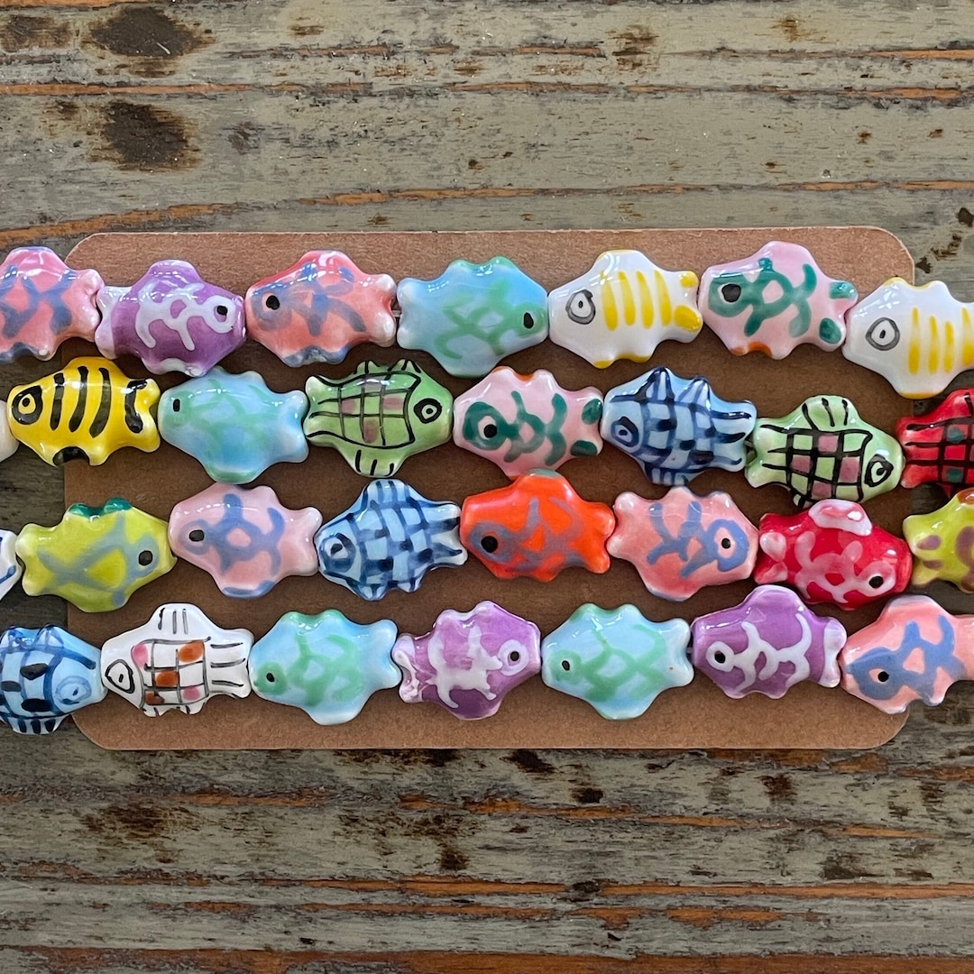 Ceramic Fish Beads 16mm, Adorable Multicolor Fish - Etsy