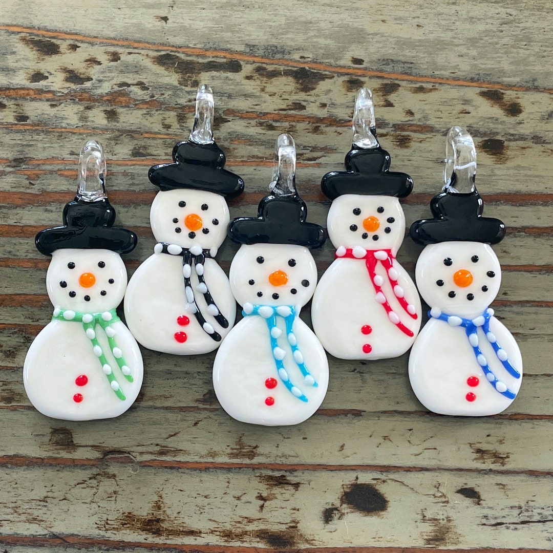 Lampwork Snowman Pendant or Ornament Large 62mm, Christmas, Winter - Etsy