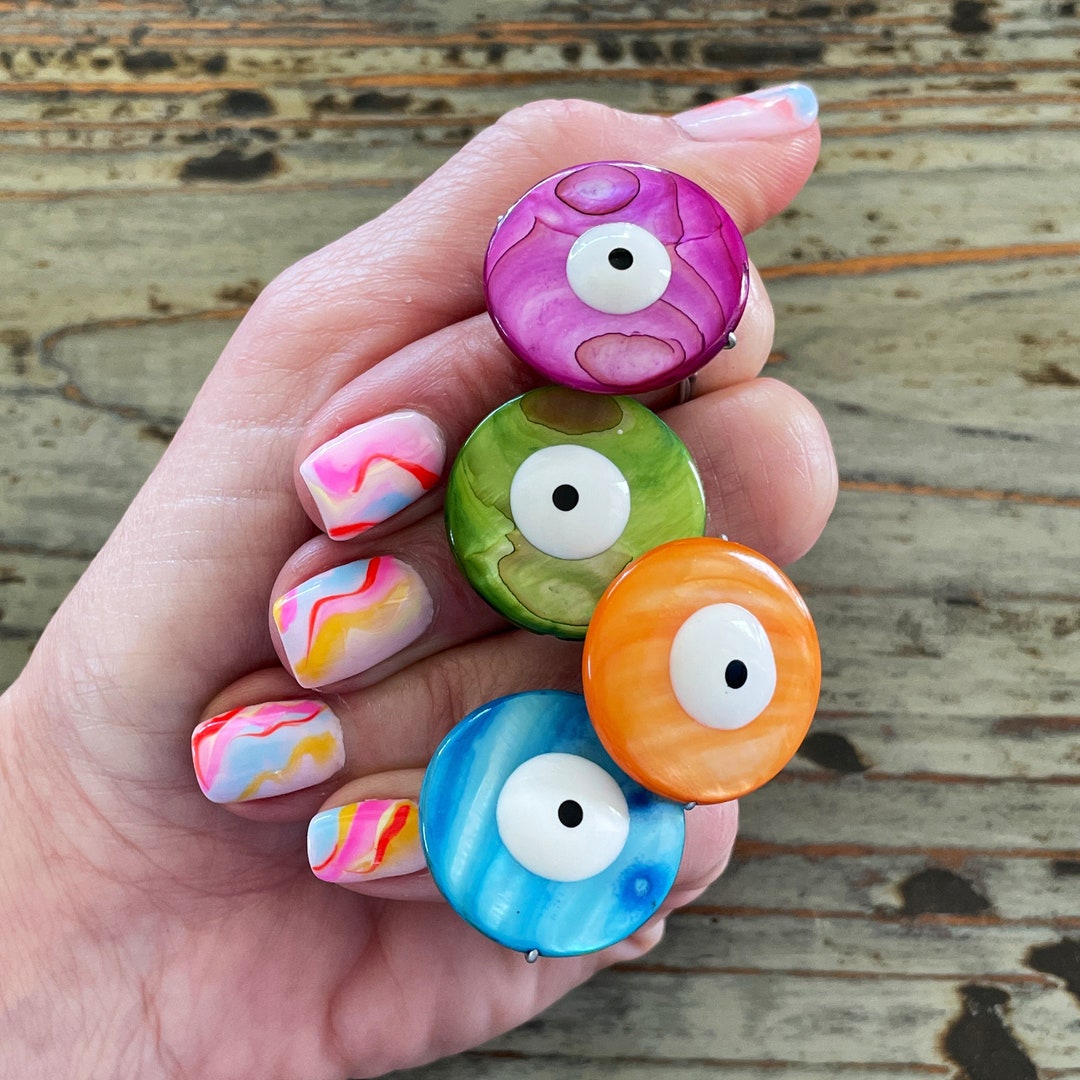 Evil Eye Wrap Ring, Multicolor, Multi-size, Large Shell - Etsy