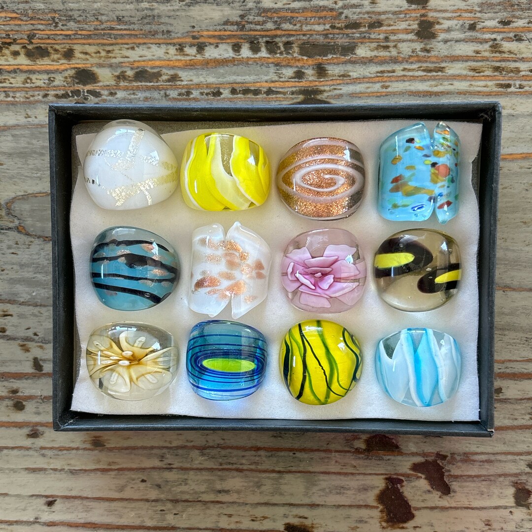 Lampwork Glass Rings, Mixed Color Infinity Style Bubble Ring, Mixed ...