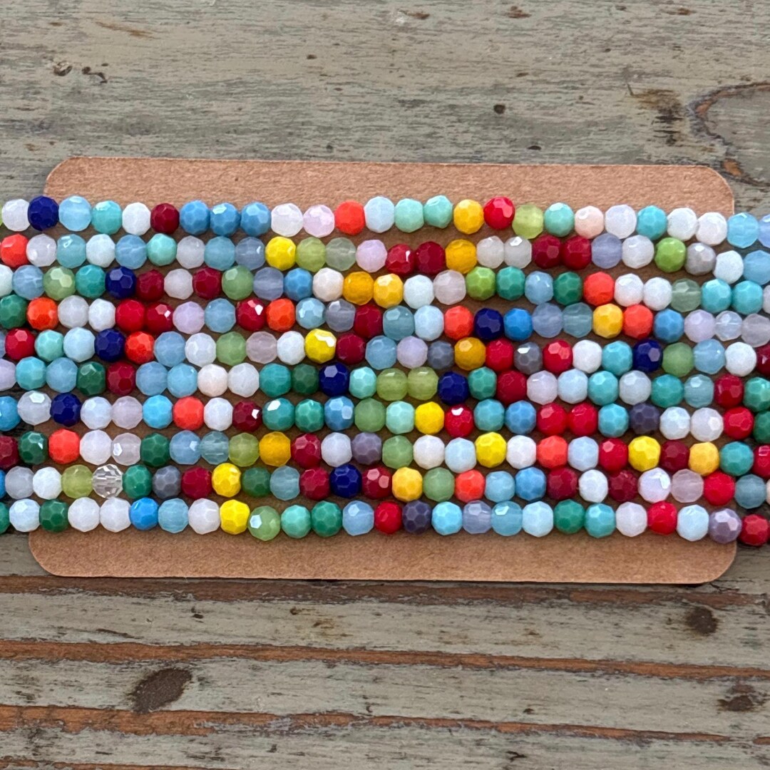 Opaque Glass Beads, Faceted Colorful Glass 4mm Round Bead Strands - Etsy