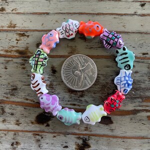 Ceramic Glass Fish Bracelets, Porcelain Glass Colorful Fish Beaded ...