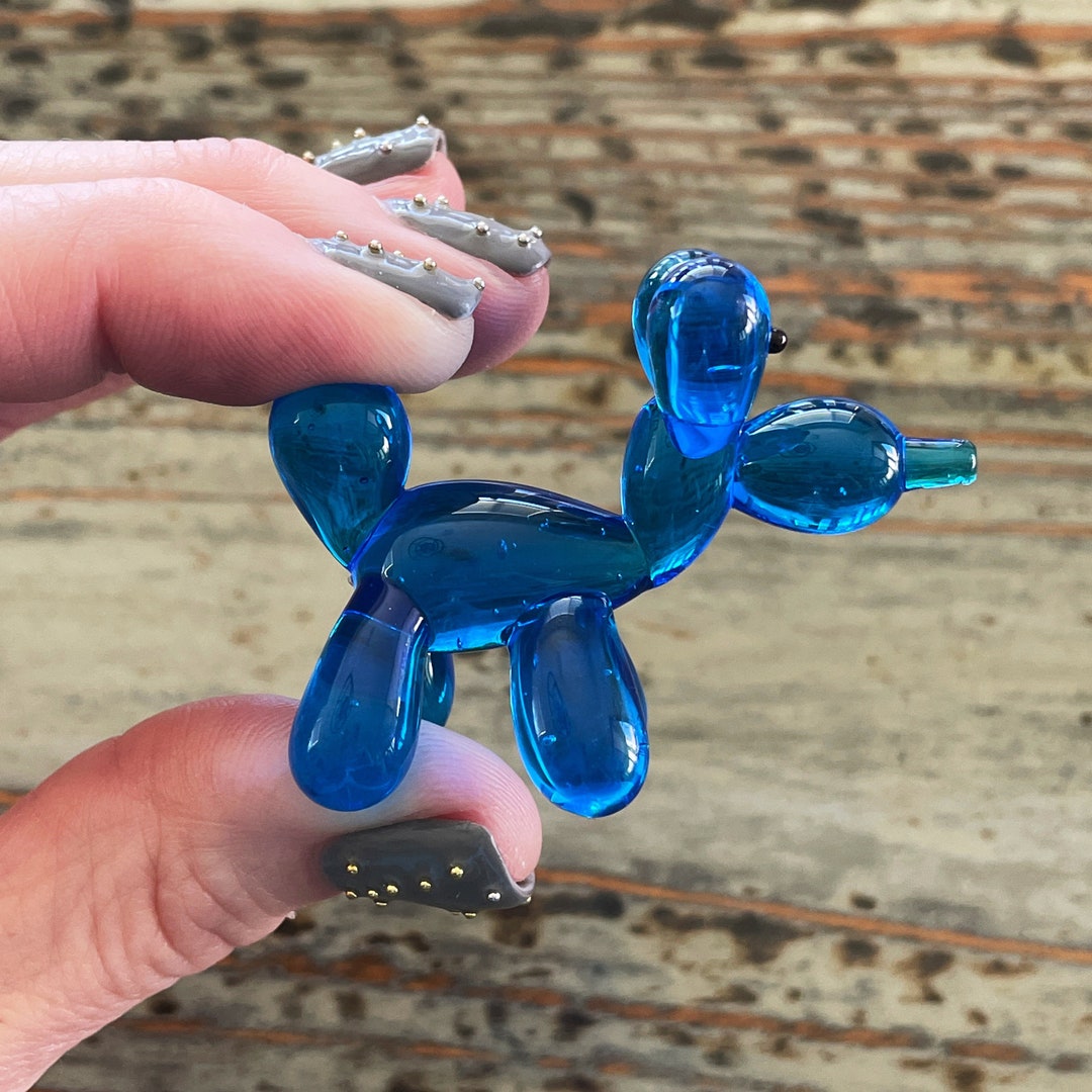 Balloon Dog Figurine, 2” Blue Lampwork Glass Dog - Etsy