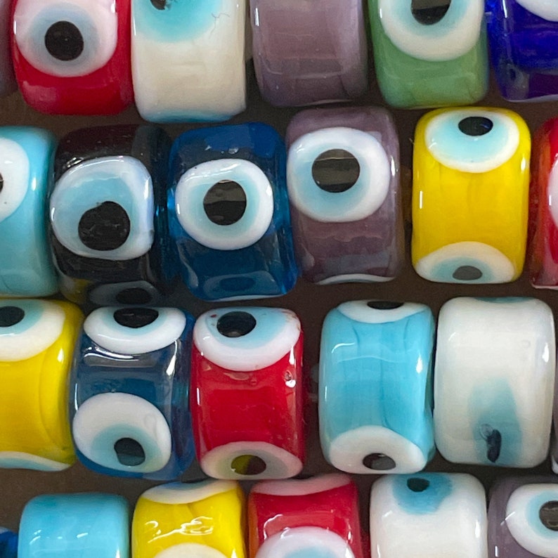 Evil Eye Murano Glass Strands Nazar Lampwork Column 8.5mm - Etsy