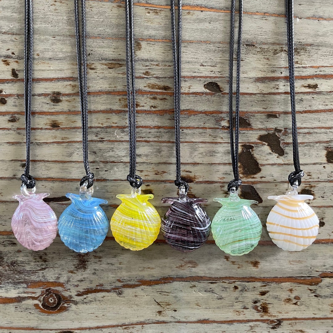 Lampwork Glass Shell Necklace: Beach Vacation Jewelry - Etsy