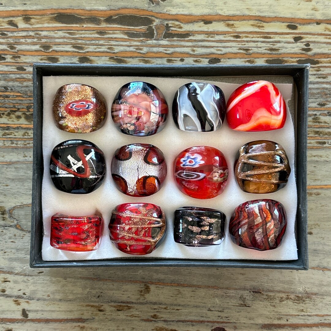 Lampwork Glass Rings, Mixed Color Infinity Style Bubble Ring, Mixed ...