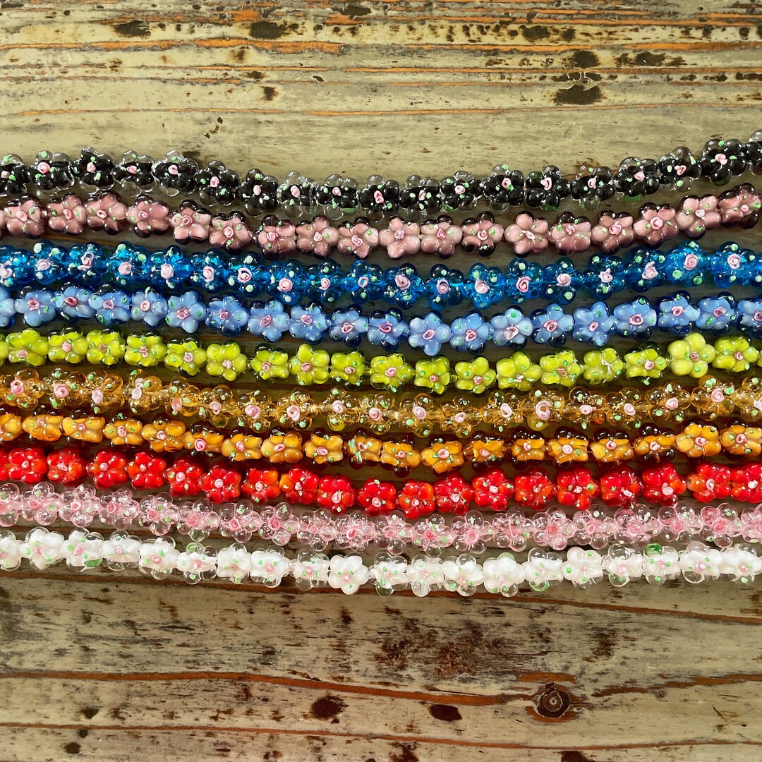 Flower Bead Strands, Glass Flower Shaped 14mm Lampwork Beads - Etsy