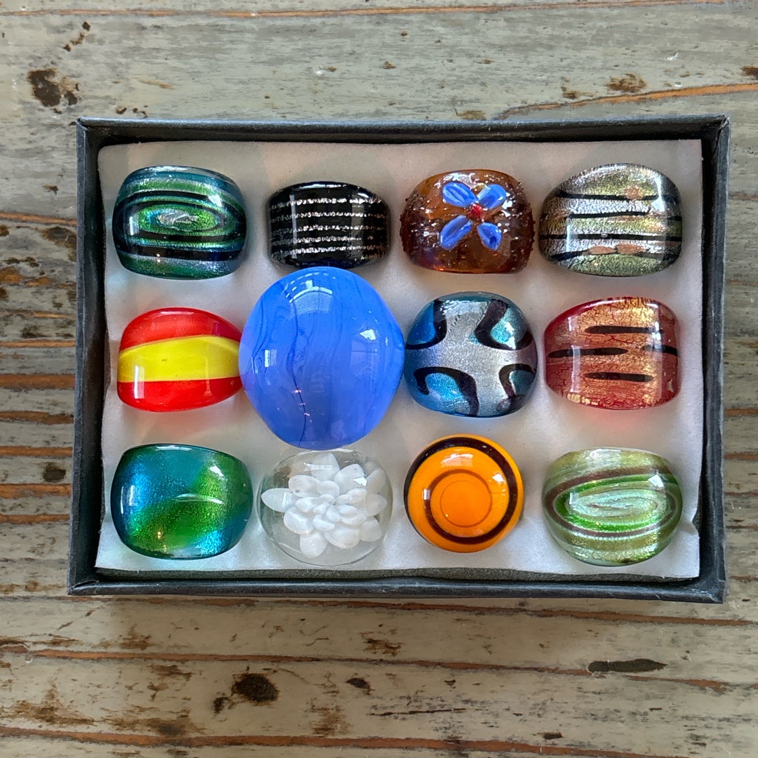 Lampwork Glass Rings, Mixed Color Infinity Style, Mixed Sizes - Etsy