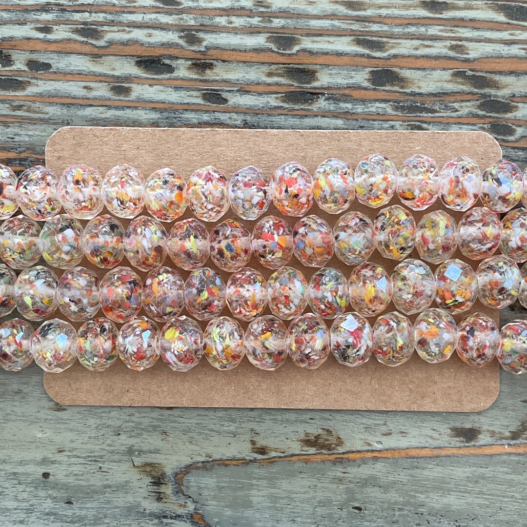 Lampwork Beads Strands Glass Faceted Clear and Rainbow - Etsy