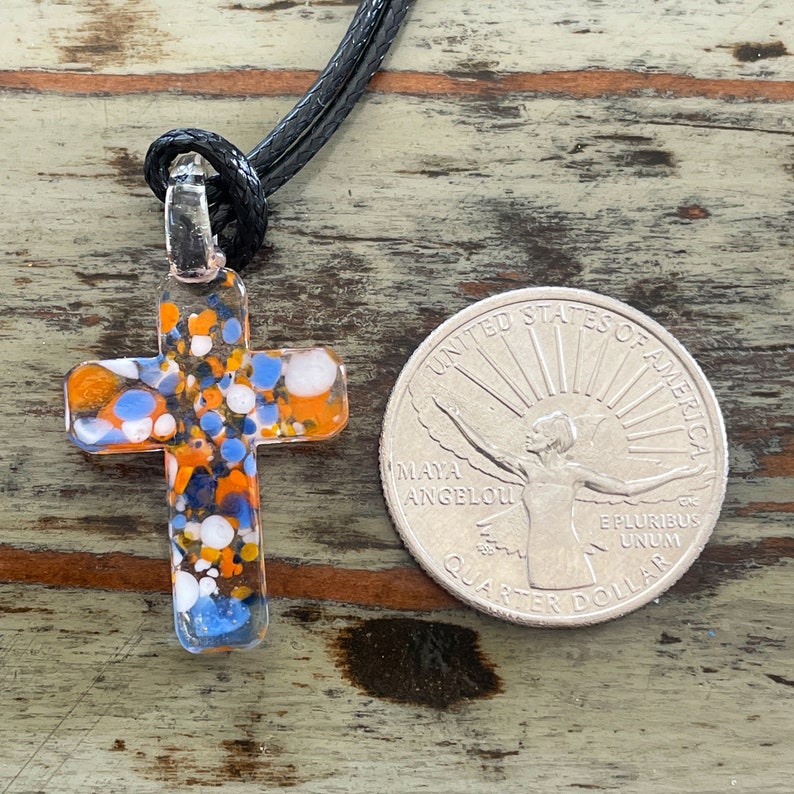 Lampwork Glass Cross Pendant Necklace - Corded - Etsy