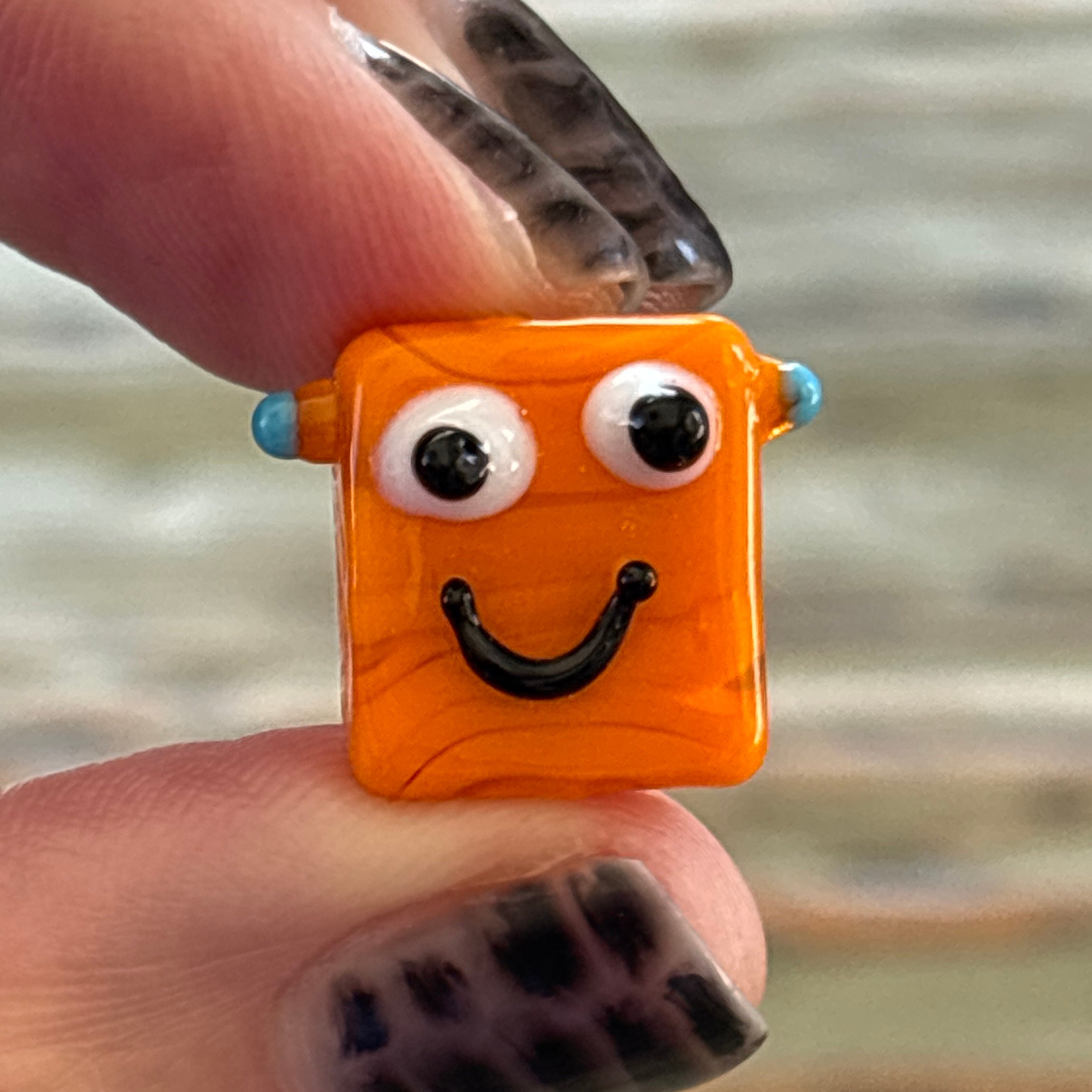 Lampwork Square Robot Face Beads: Colorful Glass Beads (14 Piece) - Etsy