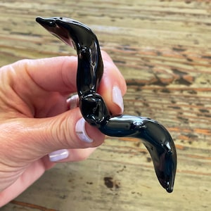 Lampwork Glass Vampire Bat Figurine - Black Halloween Decor - Etsy