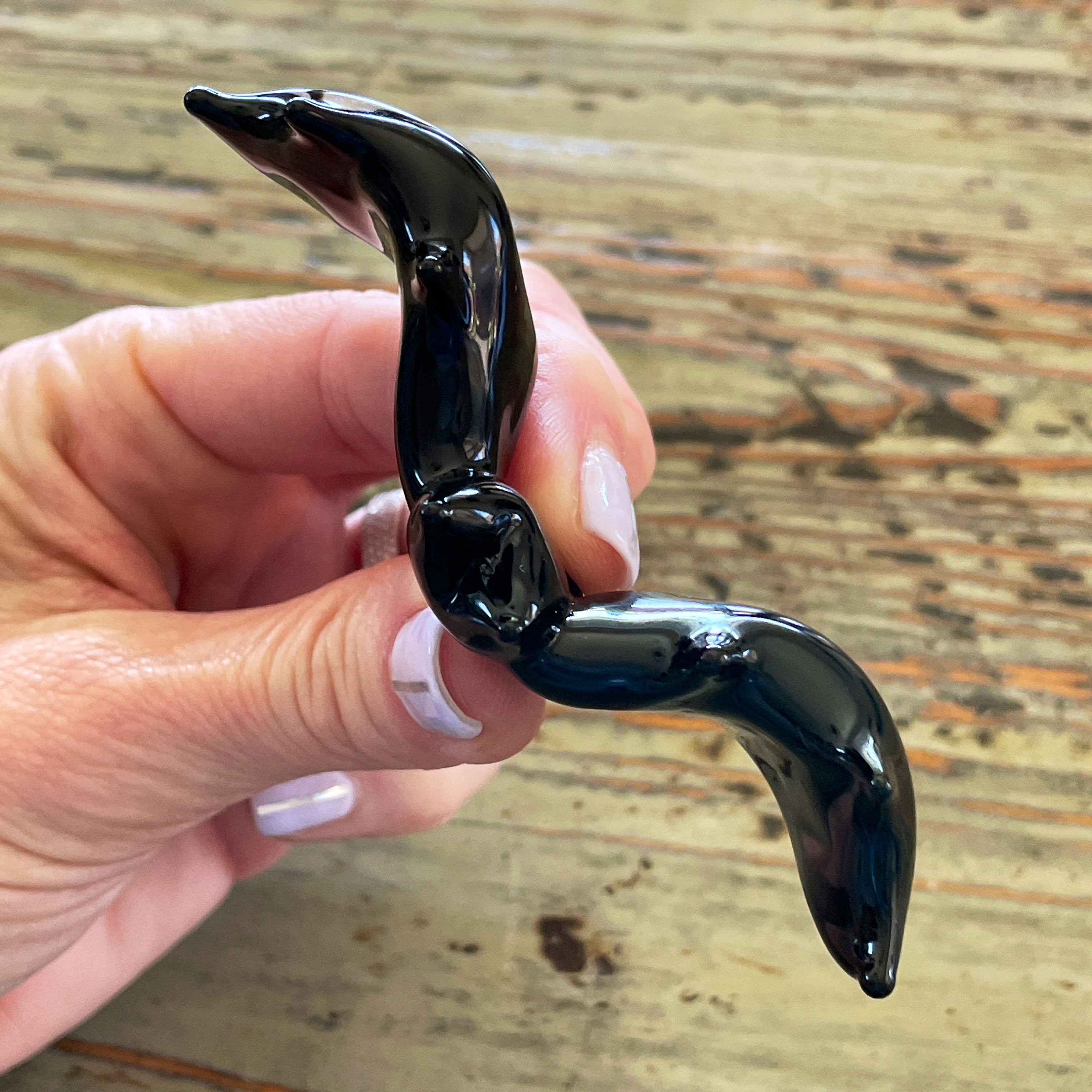 Lampwork Glass Vampire Bat Figurine - Black Halloween Decor - Etsy