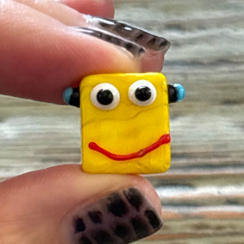 Lampwork Square Robot Face Beads: Colorful Glass Beads (14 Piece) - Etsy