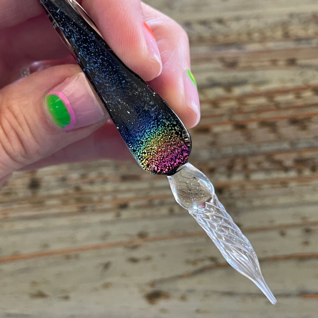 GLASS PEN SET, Glass Pen Set, Dip Pen With Pen Rest and 5 Ink Colors ...