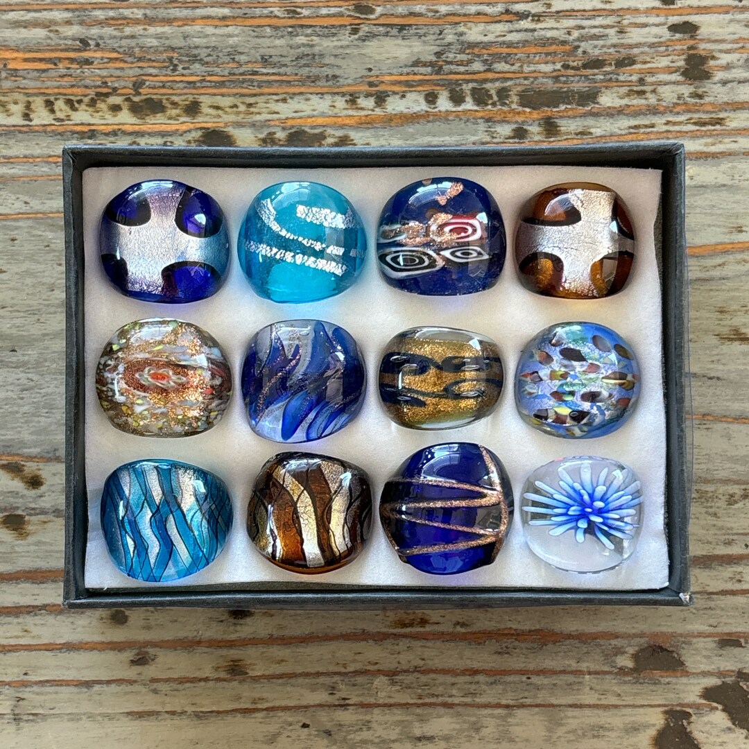 Lampwork Glass Rings, Mixed Color Infinity Style Bubble Ring, Mixed ...