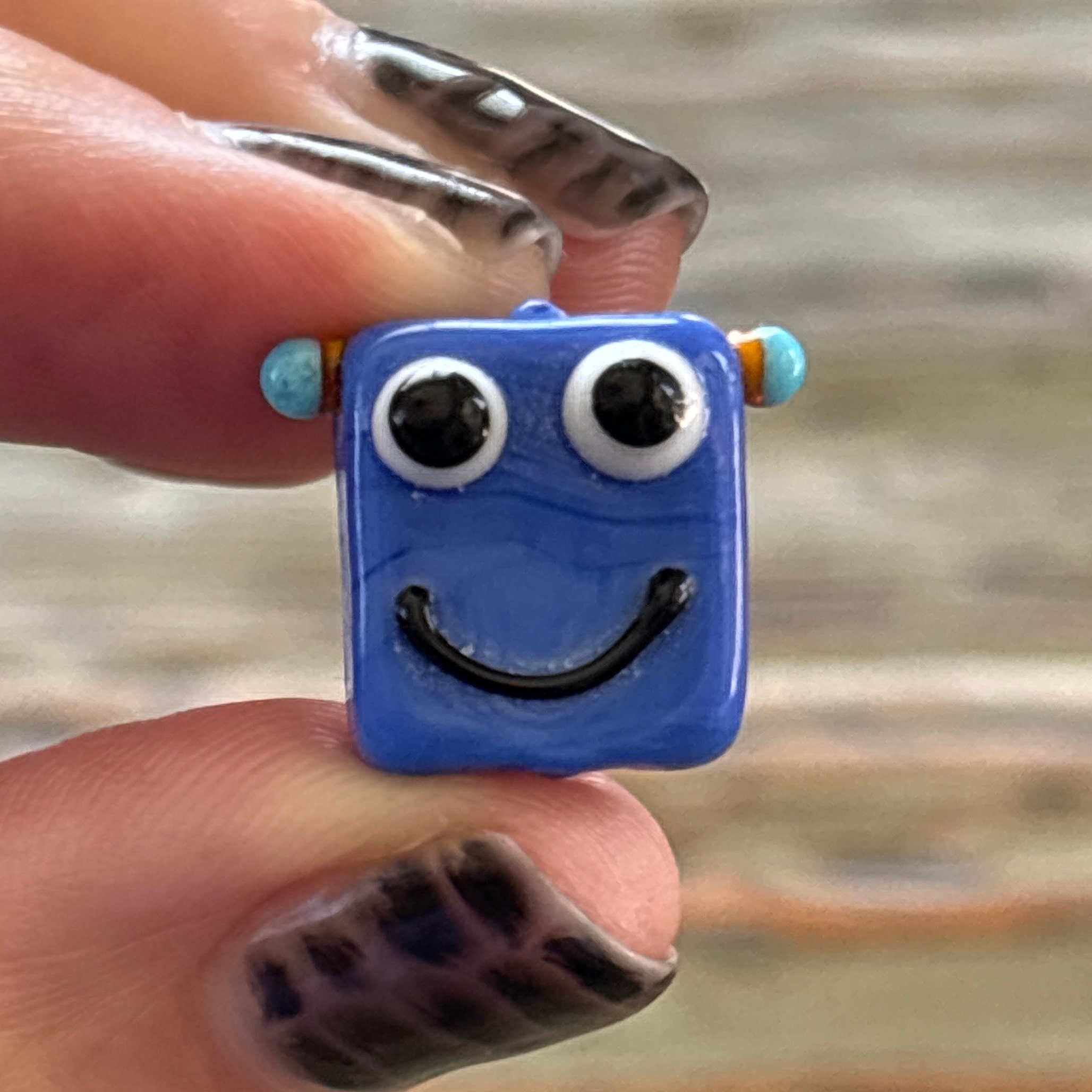 Lampwork Square Robot Face Beads: Colorful Glass Beads (14 Piece) - Etsy