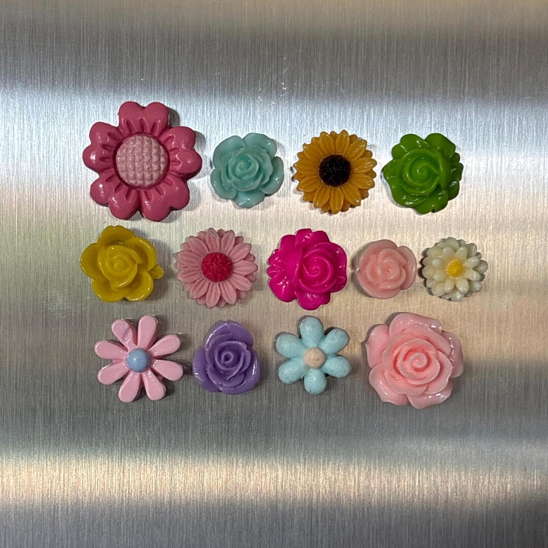 Flower Magnet Set, Resin Magnets, Set of 13 - Etsy