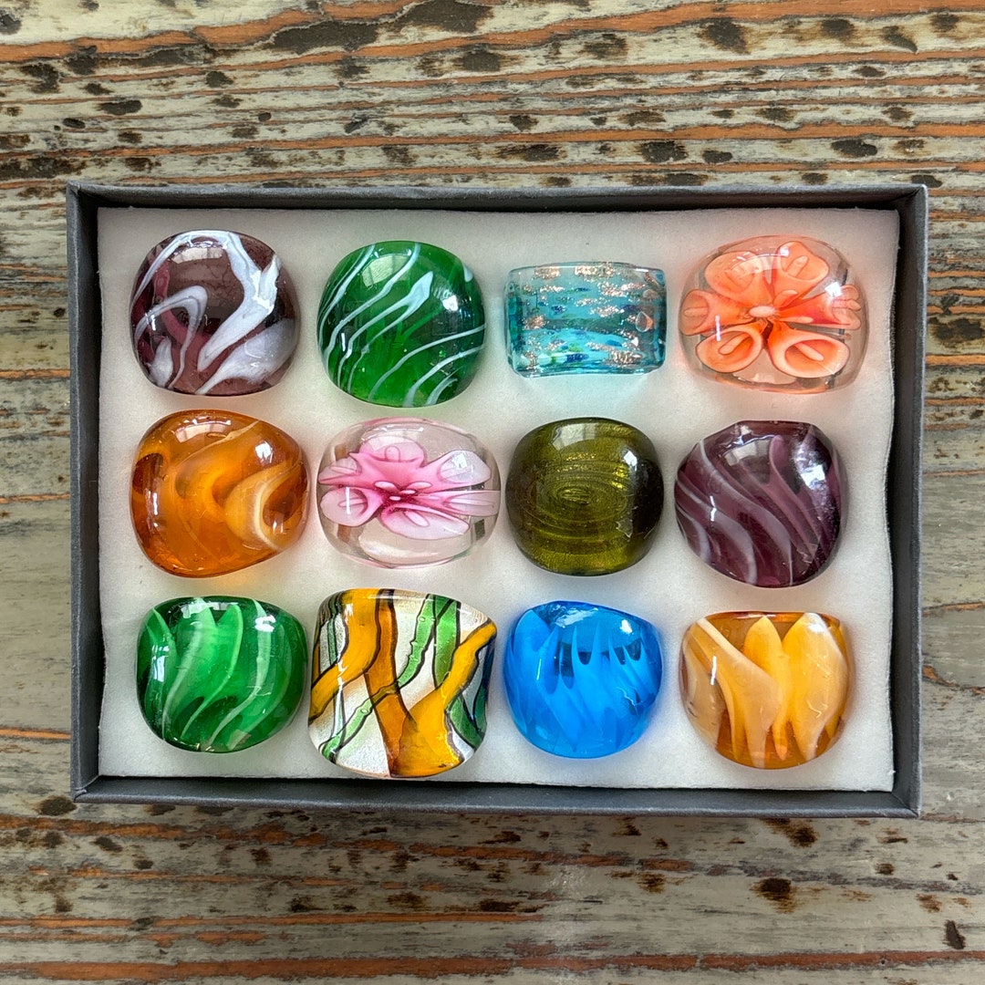 Lampwork Glass Rings, Mixed Color Infinity Ring, Mixed Sizes - Etsy