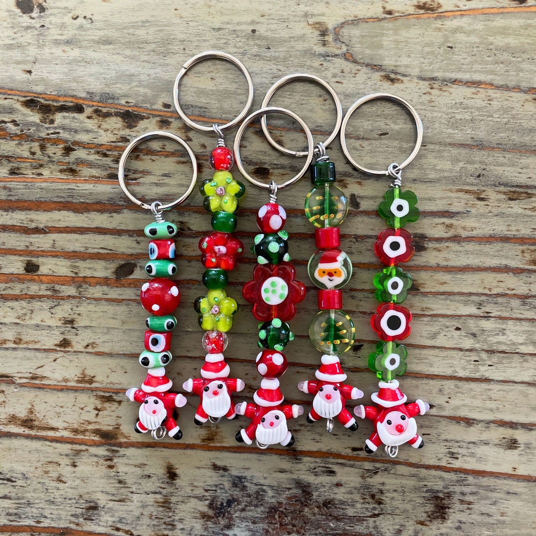 Millefiori Murano Santa Claus Key Chains, Bag Charms, Purse Chains, Red ...