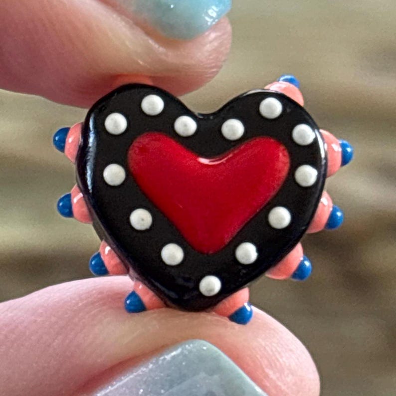 Lampwork Enamel Beads, Bumpy Glass 18mm Mixed Color Heart Beads - Etsy