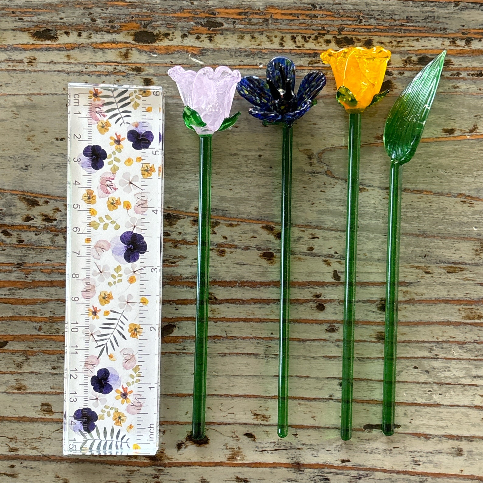 Lampwork Glass Flower Stem - 6" Decorative Floral Pick - Etsy